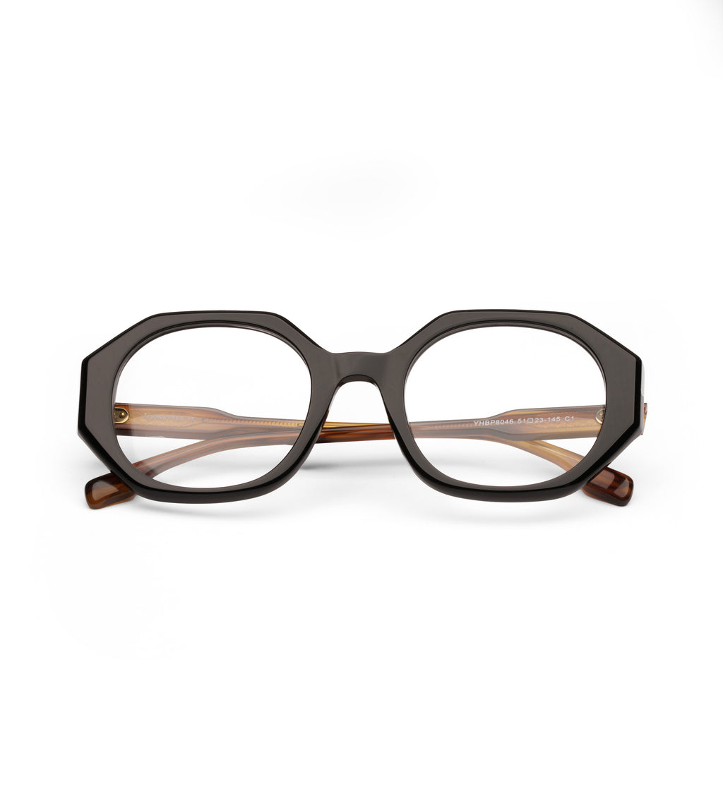 Loonettes Lexagon | Women's large Hexagonal Acetate Frames | Black